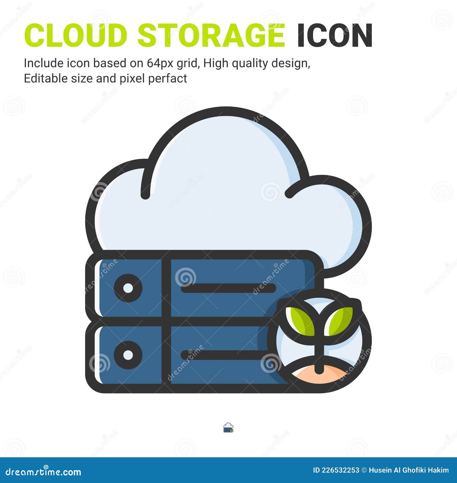 Cloud Storage Icon Vector with Outline Color Style Isolated on White ...
