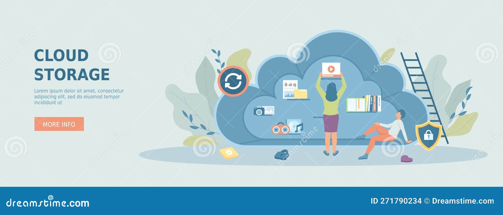 Cloud Storage. Internet Data Exchange Technology. Woman Uploads Files ...