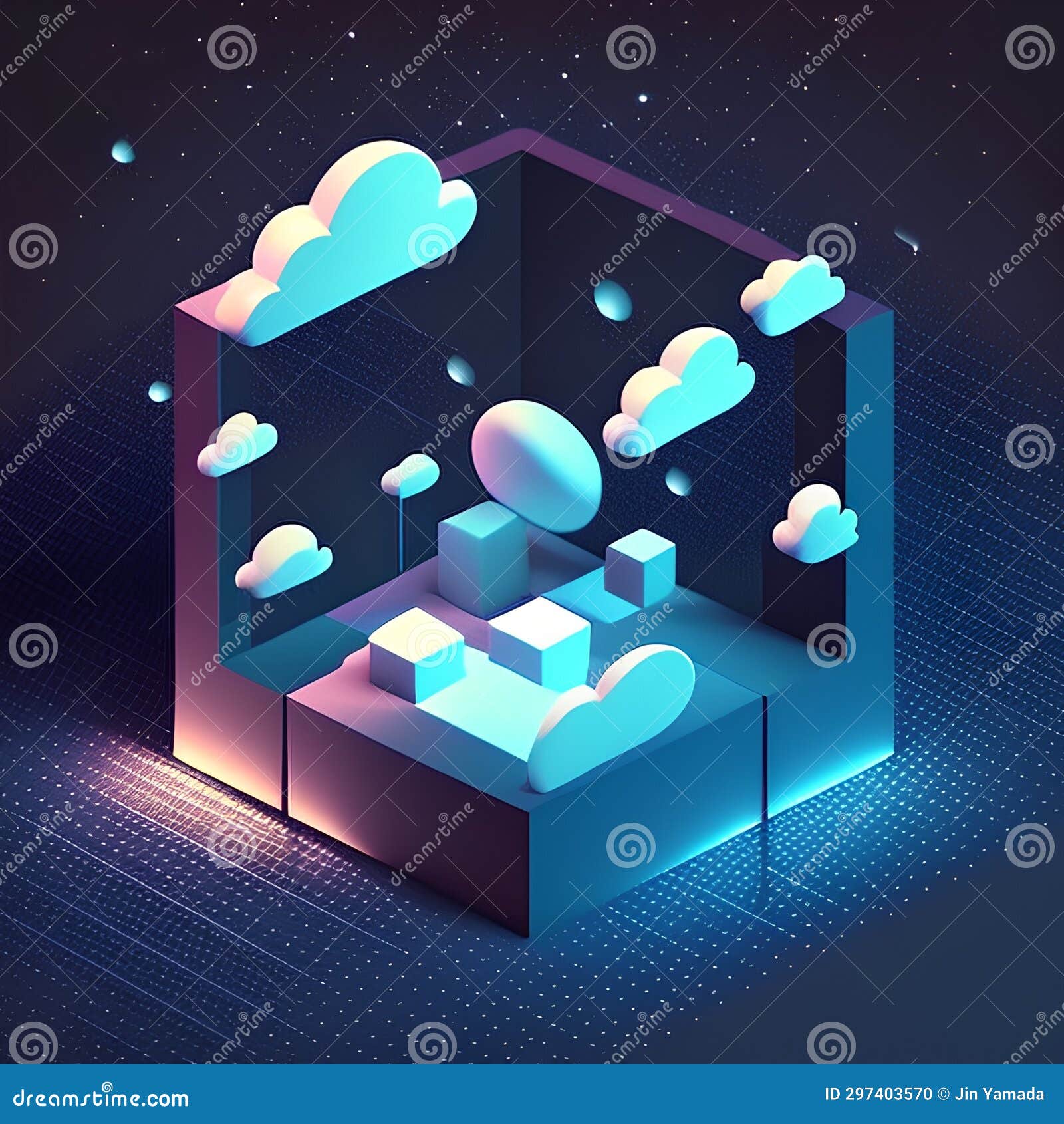 Cloud Storage Isometric Background. 3d Vector Isometric Illustration ...