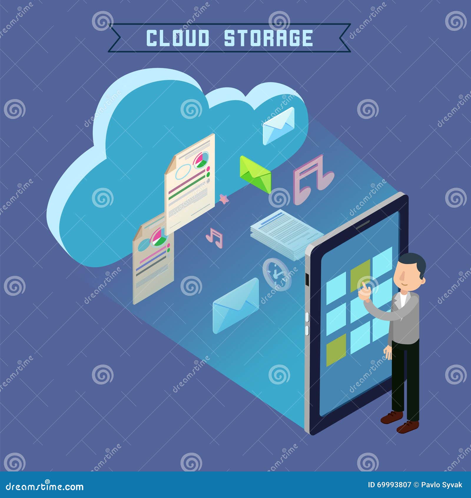 Cloud Storage Isometric Computer Technology Stock Vector - Illustration ...