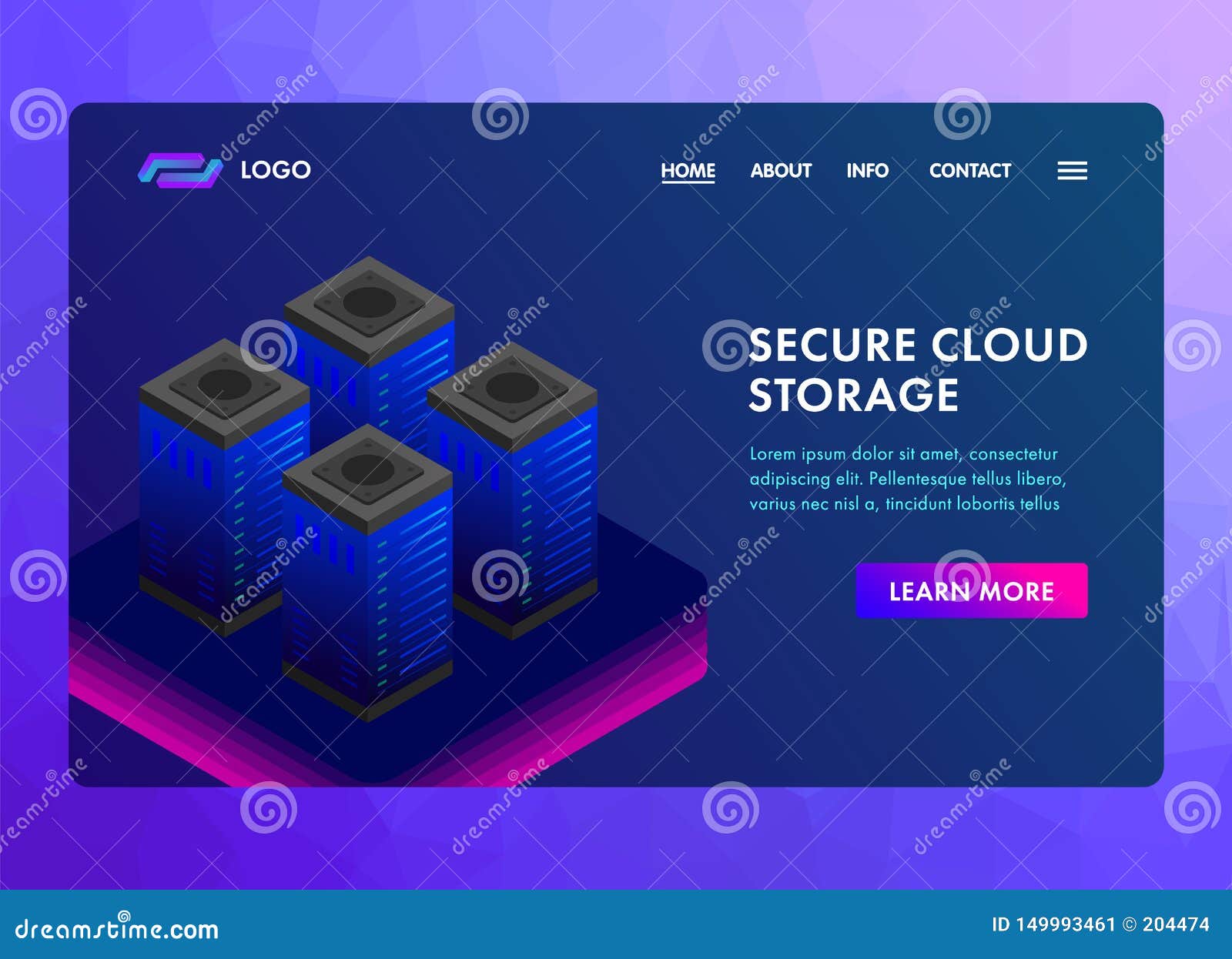 Cloud Storage Isometric Web Template Banner Concepts. Header for ...