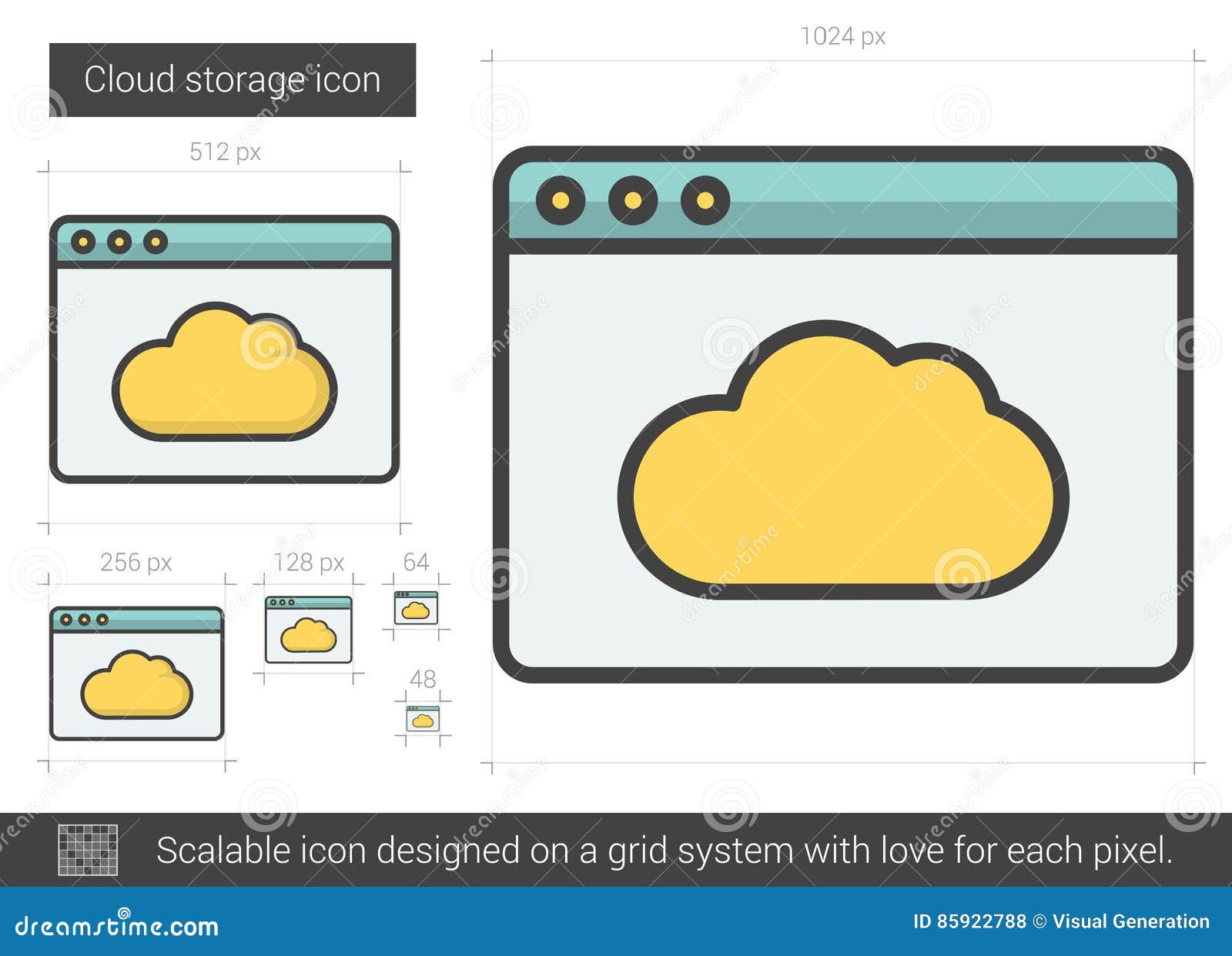 Cloud storage line icon. stock vector. Illustration of connect - 85922788