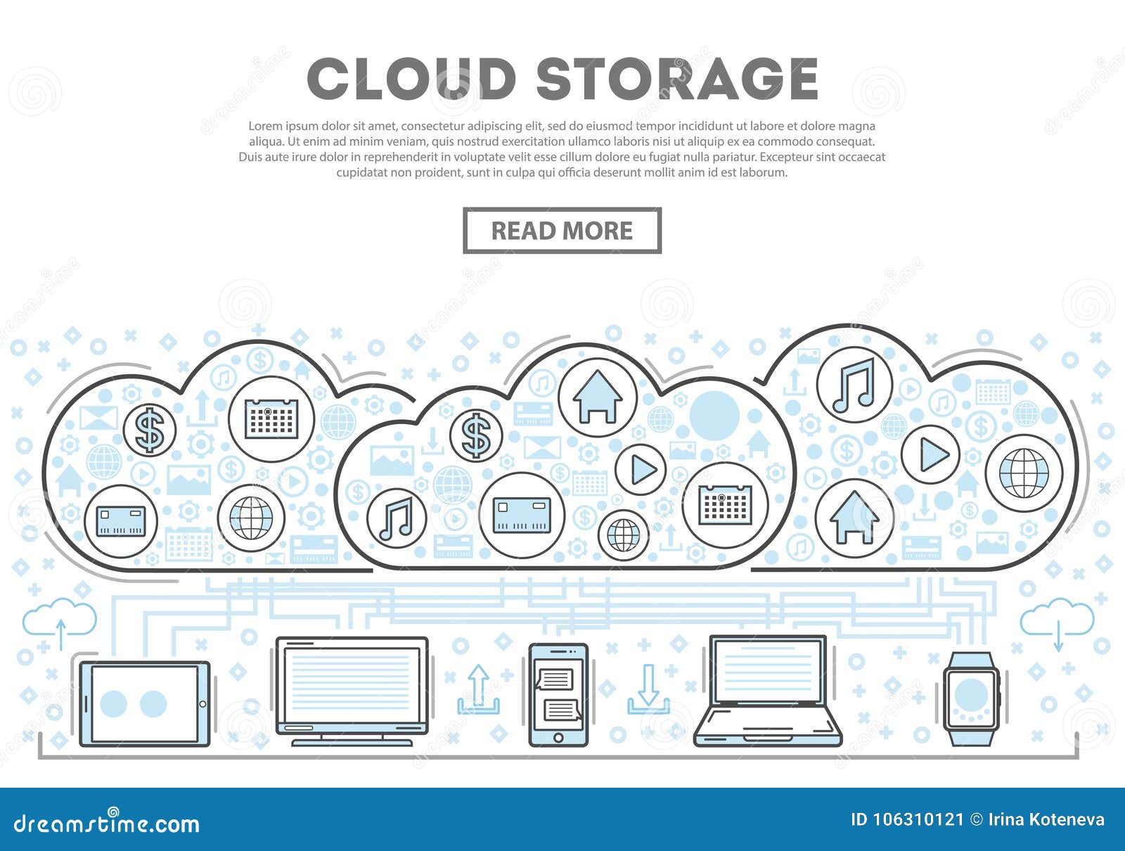 Cloud Storage Linear Style Infographics Stock Vector - Illustration of ...