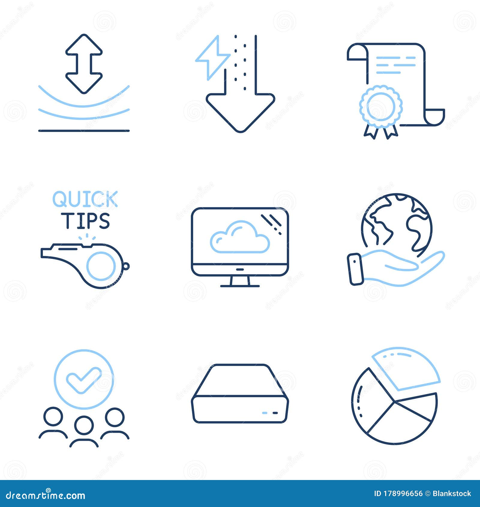 Cloud Storage, Mini Pc and Pie Chart Icons Set. Resilience, Tutorials ...