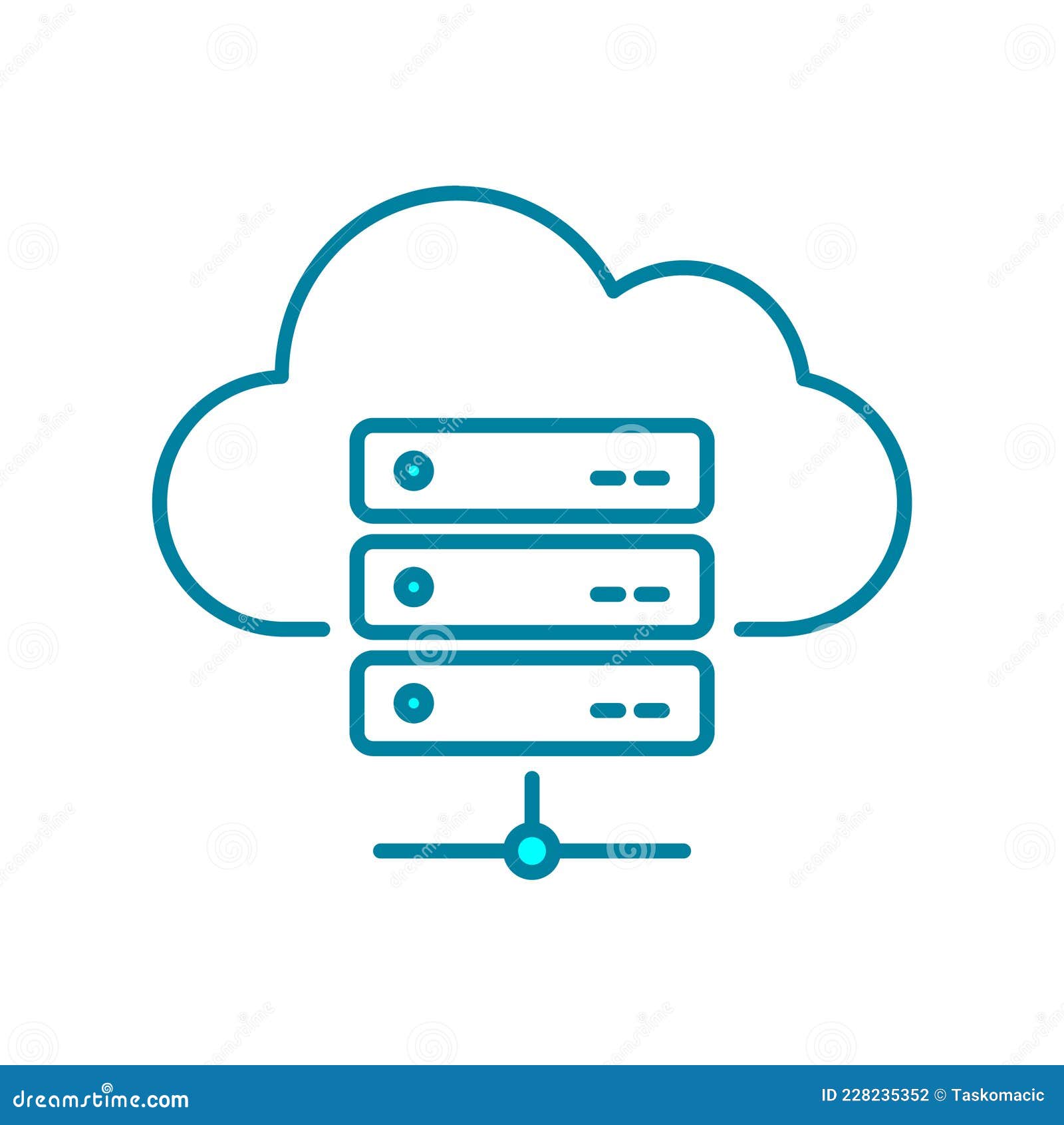 Server Rack and Cloud Line Icon. Cloud Hosting Services. Server ...
