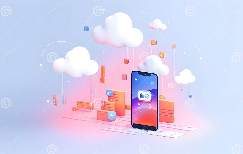 Cloud Storage Phone, Smartphone Cloud, Banner Copy Space, Stock ...