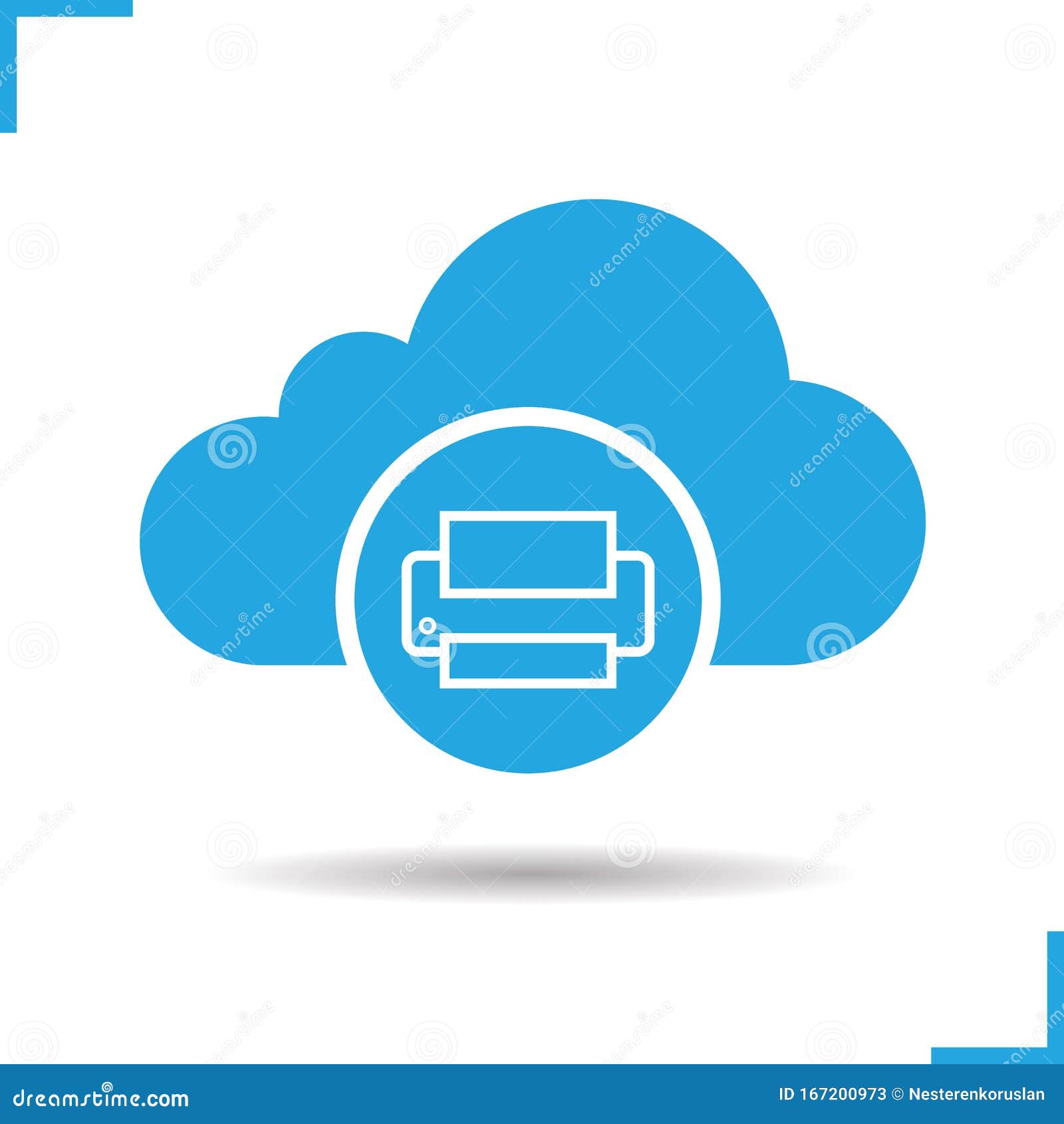 Cloud storage printer icon stock vector. Illustration of pictogram ...