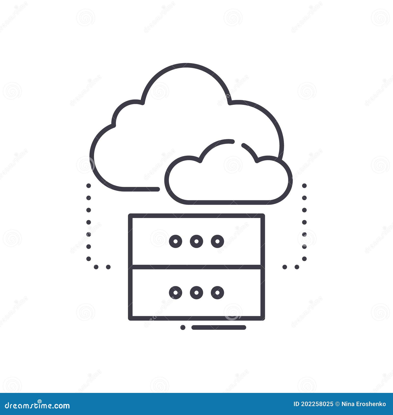 Cloud Storage Process Icon, Linear Isolated Illustration, Thin Line ...
