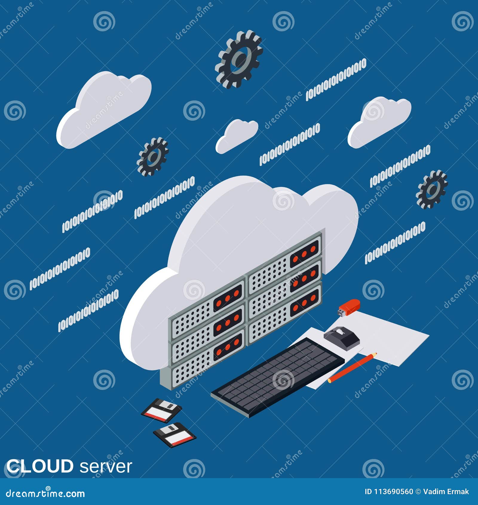 Cloud Storage, Remote Server Vector Concept Stock Vector - Illustration ...