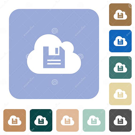 Cloud Storage Rounded Square Flat Icons Stock Vector - Illustration of ...