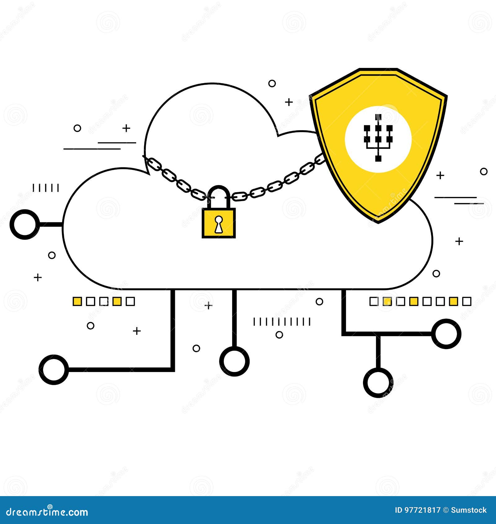 Cloud Storage Security Concept Stock Vector - Illustration of chain, electronic: 97721817