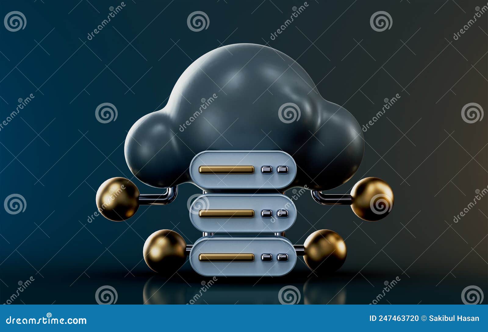Cloud Storage Service Icon on Dark Background 3d Render Stock ...