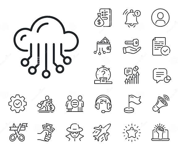Cloud Storage Service Line Icon Big Data Sign Salaryman Gender
