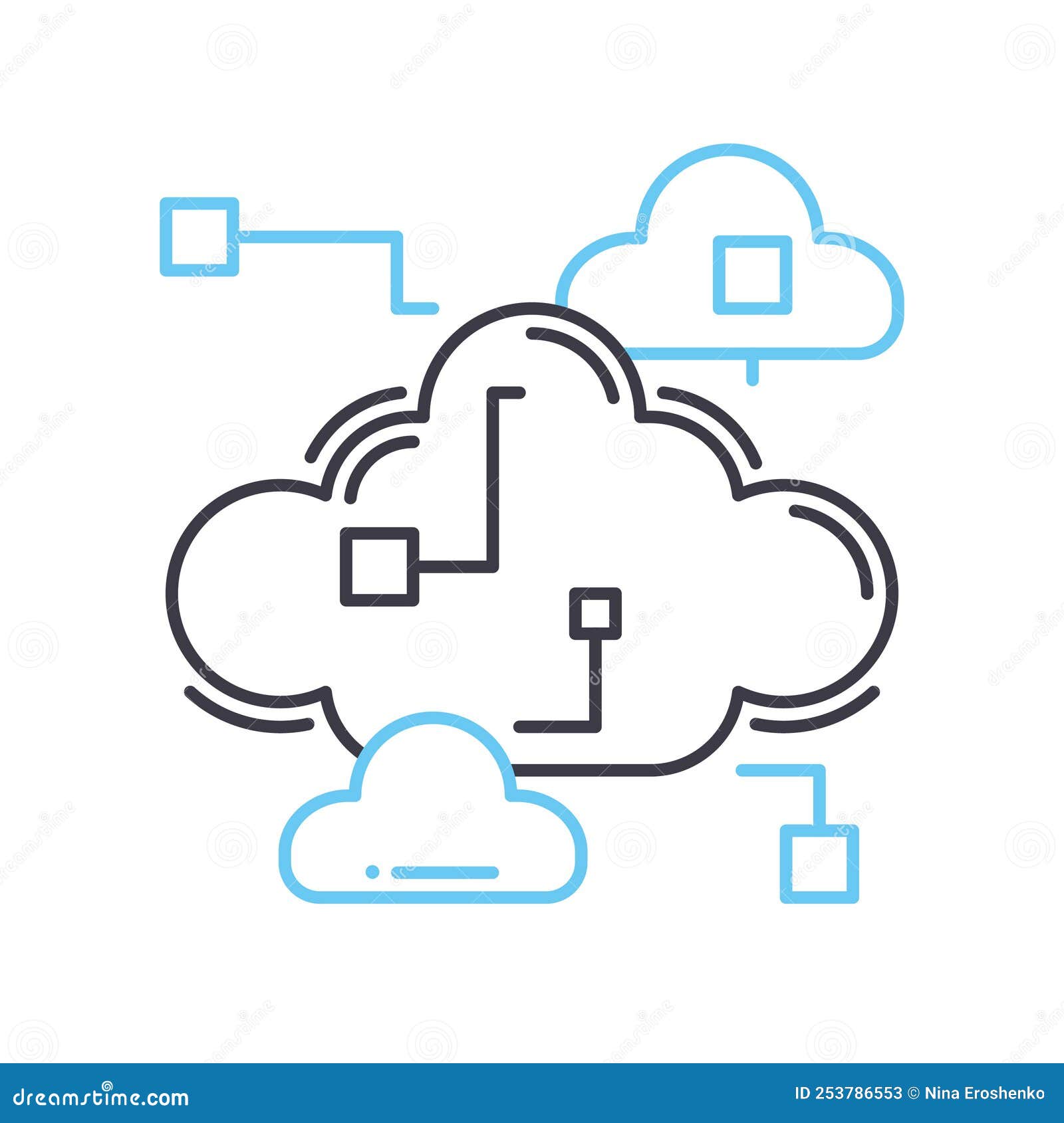 Cloud Storage Service Line Icon, Outline Symbol, Vector Illustration ...