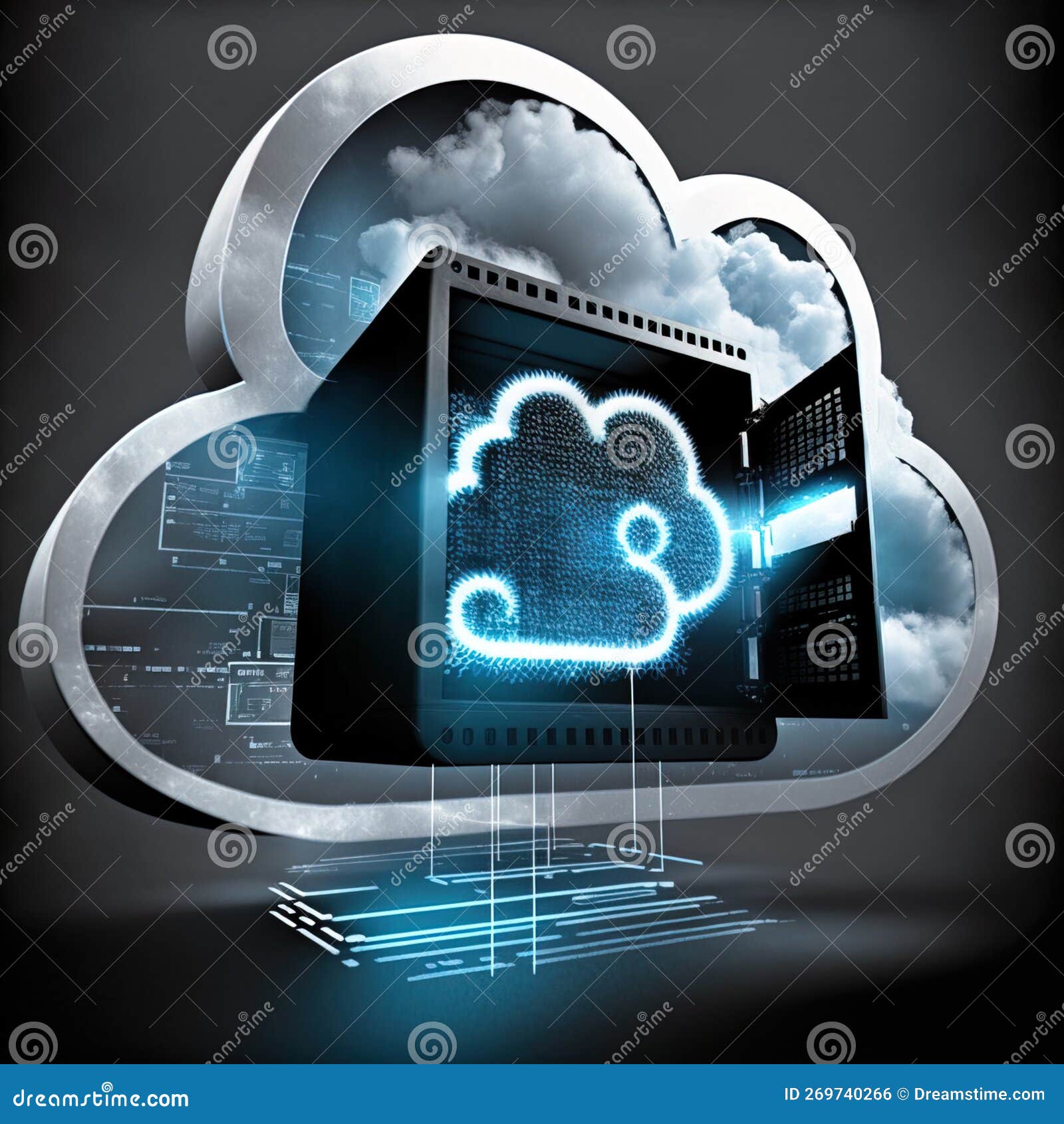 Cloud Storage Symbol, Cloud Computing Concept Stock Illustration - Illustration of information ...