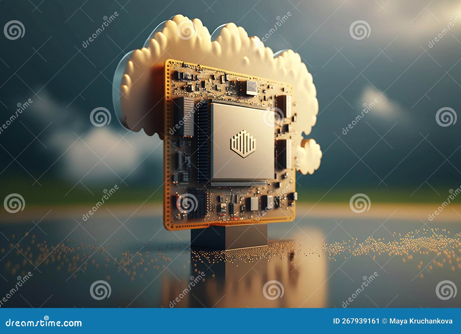 Cloud Storage Symbol on Sky Background with Clouds Stock Illustration ...