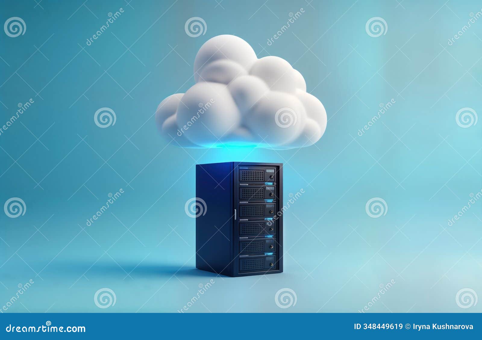 Cloud Storage Tech Concept. White Cloud Floats Above Dark Datacenter ...