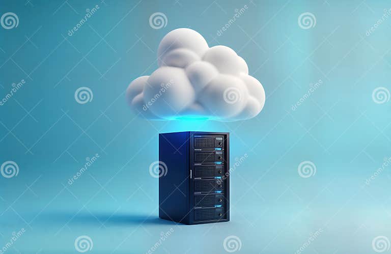 Cloud Storage Tech Concept. White Cloud Floats Above Dark Datacenter ...