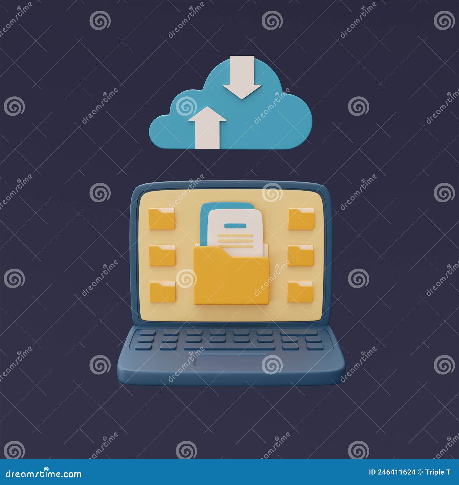 Cloud Storage Technology Concept with Blue Cloud Symbol and Document in ...