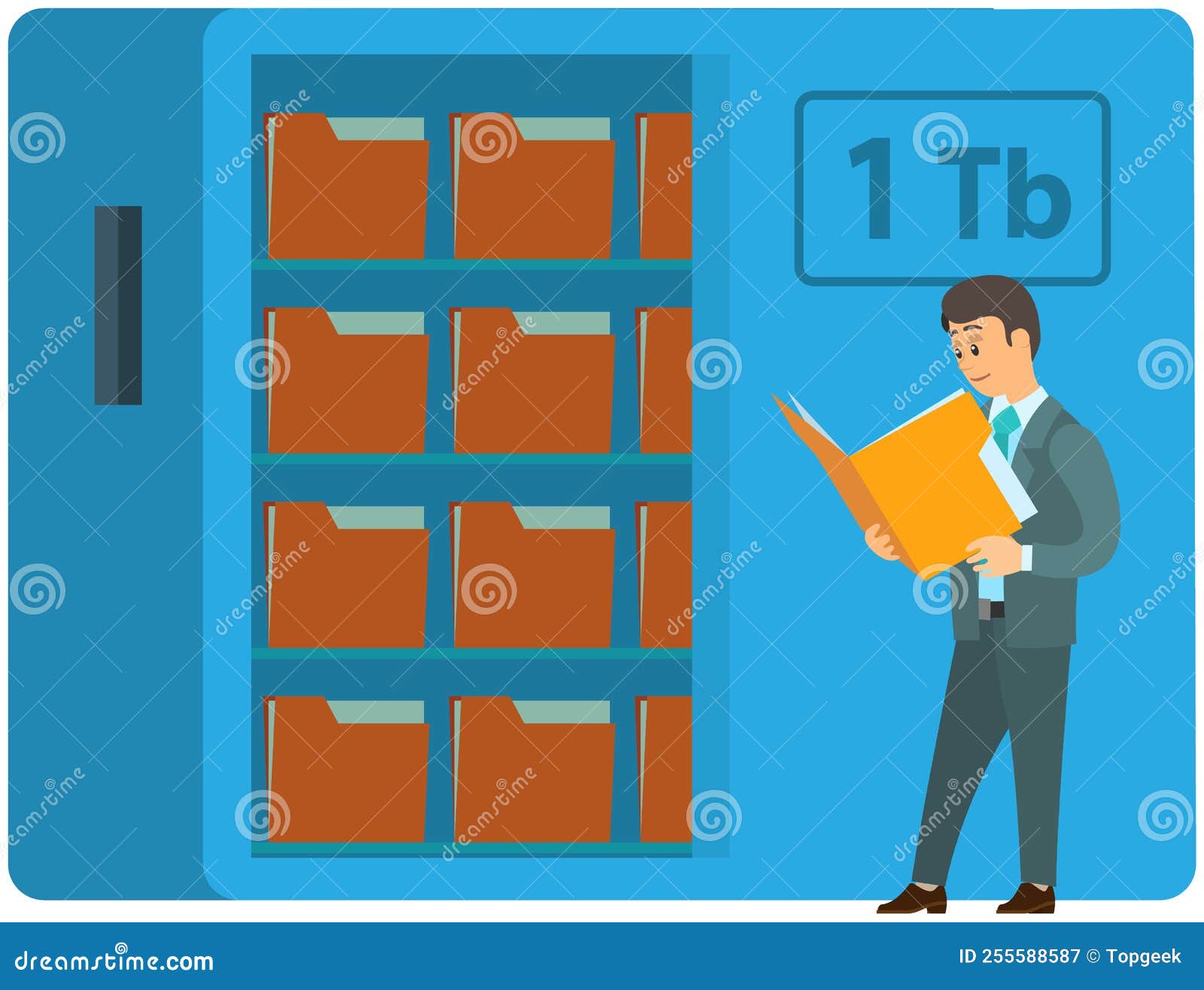 Cloud Storage Technology Concept. People Stacking Folders with ...