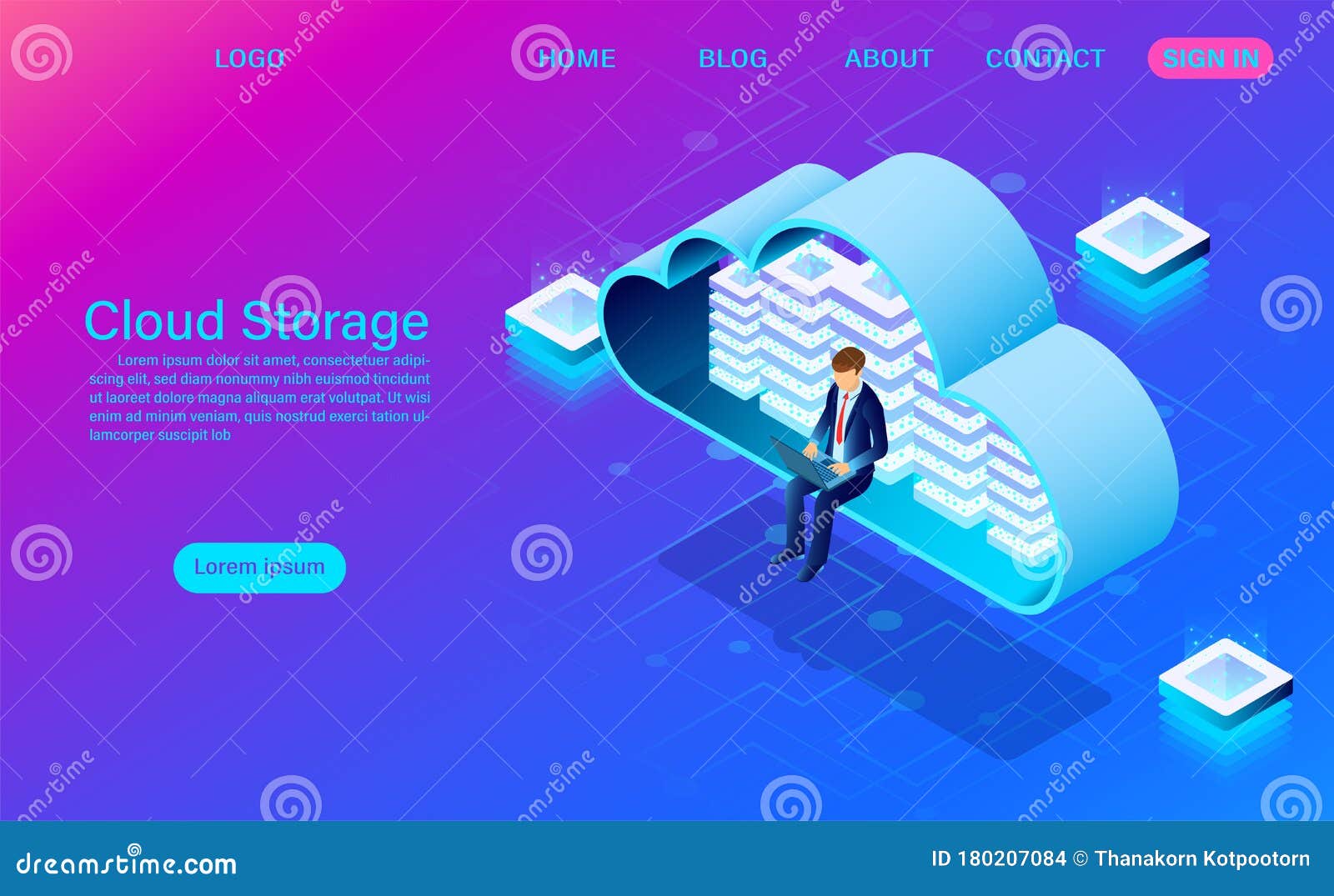 Cloud Storage Technology and Networking Concept Stock Vector - Illustration of icon, connection ...