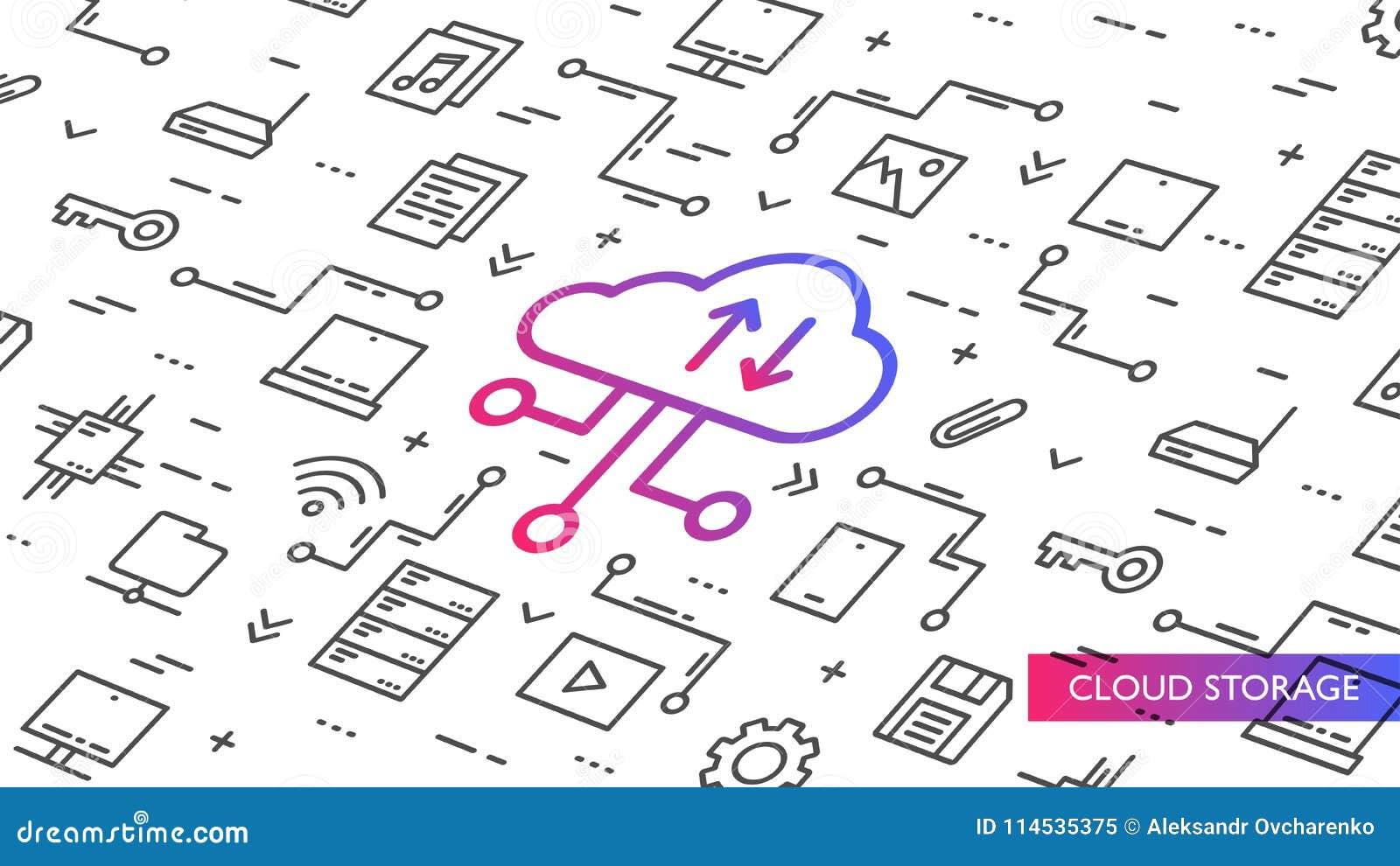 Cloud Storage Vector Illustration Stock Vector - Illustration of music ...