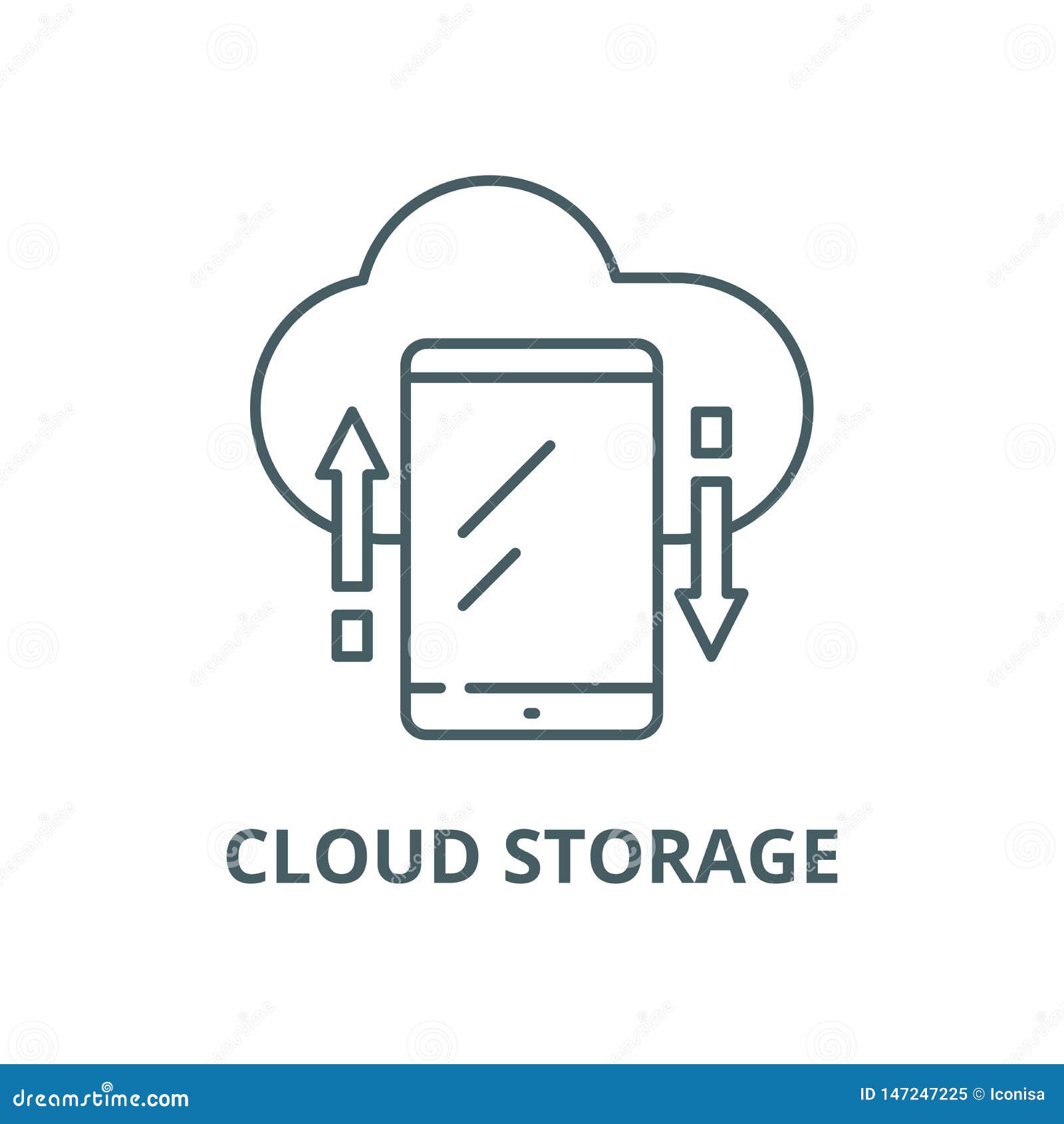 Cloud Storage Vector Line Icon, Linear Concept, Outline Sign, Symbol ...