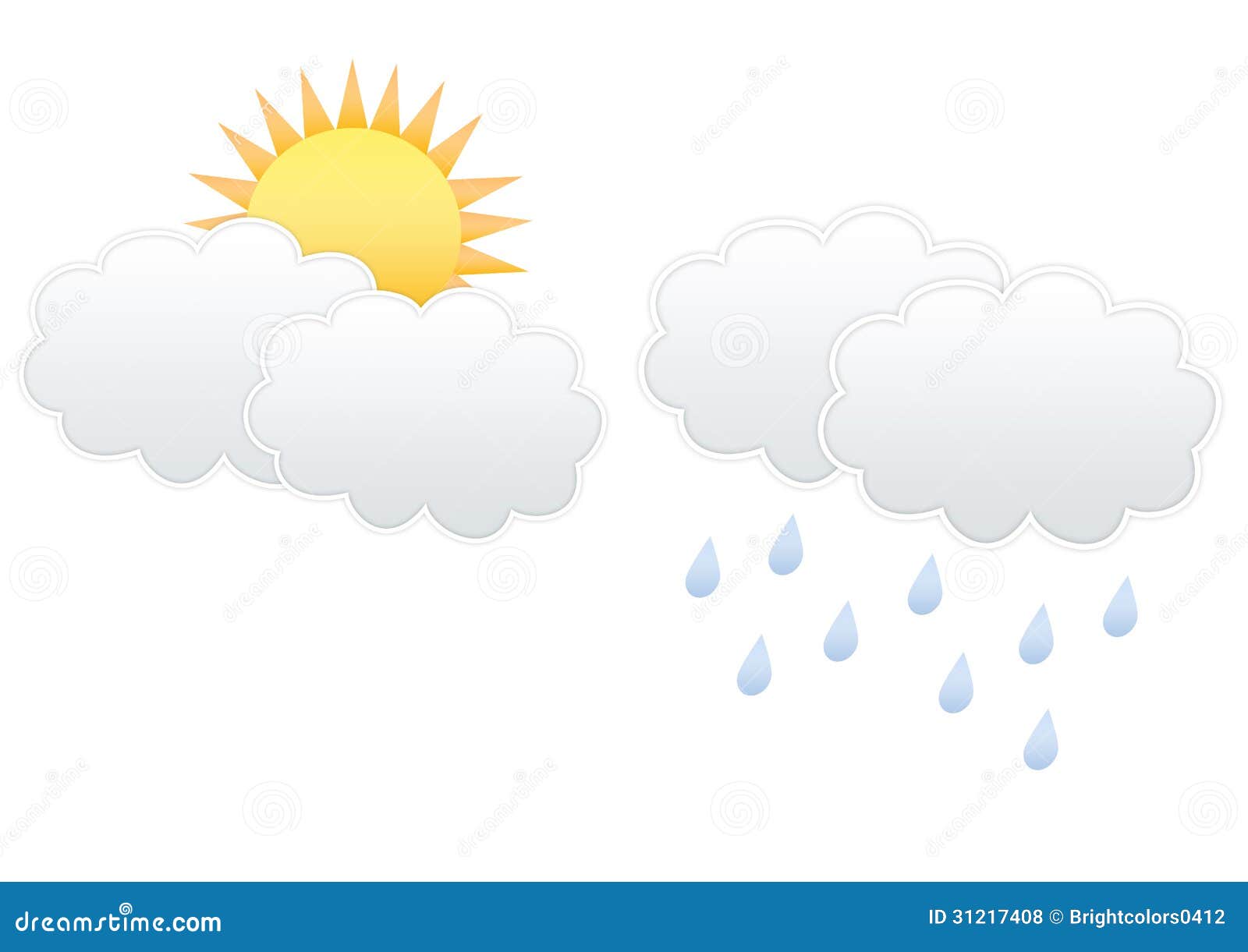 Cloud and Sun, Cloud and Raindrops Stock Illustration - Illustration of seasons, cloud: 31217408
