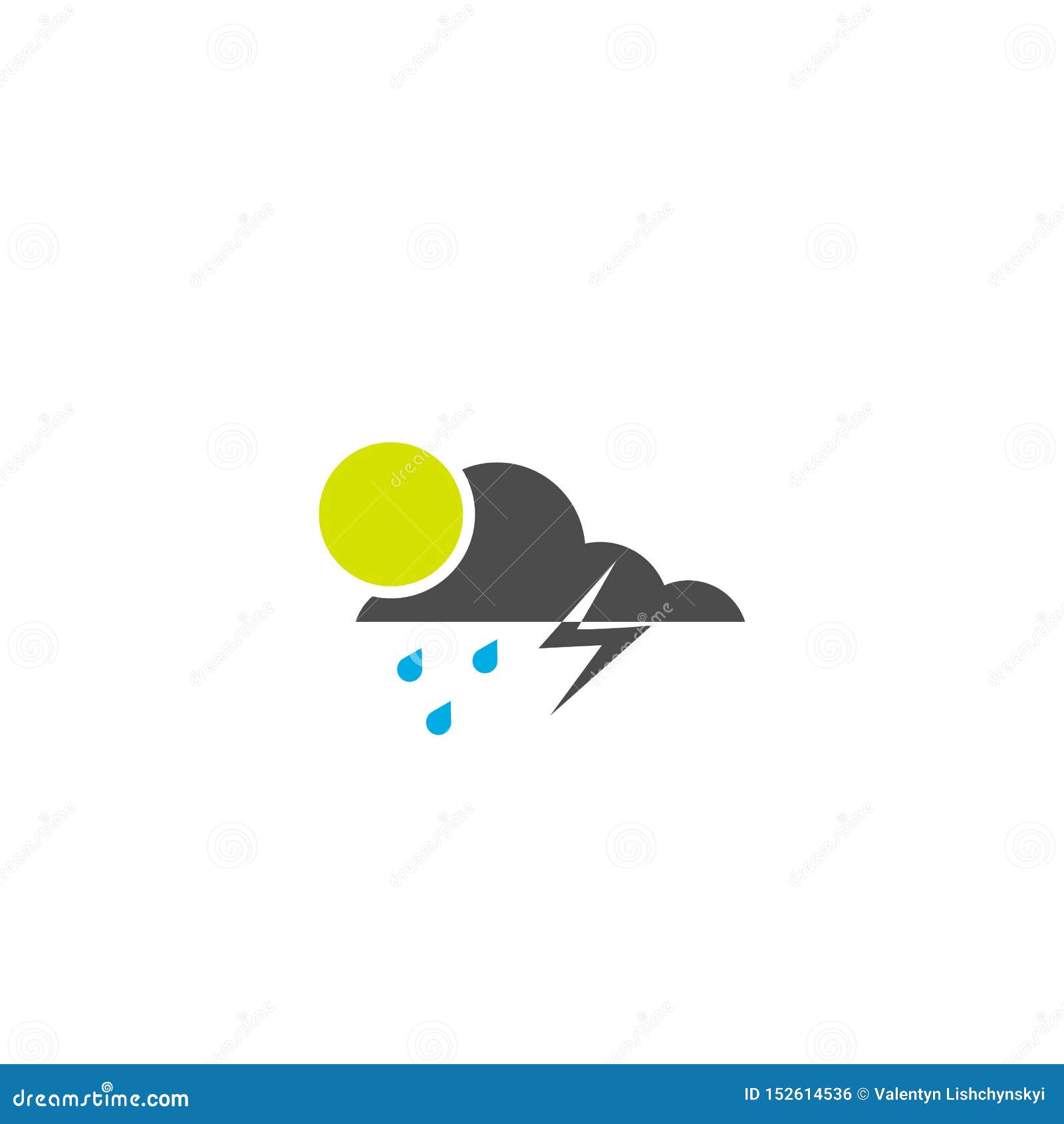 Cloud and Sun Icon. Rain and Lighting. Vector Symbol Weather Stock ...