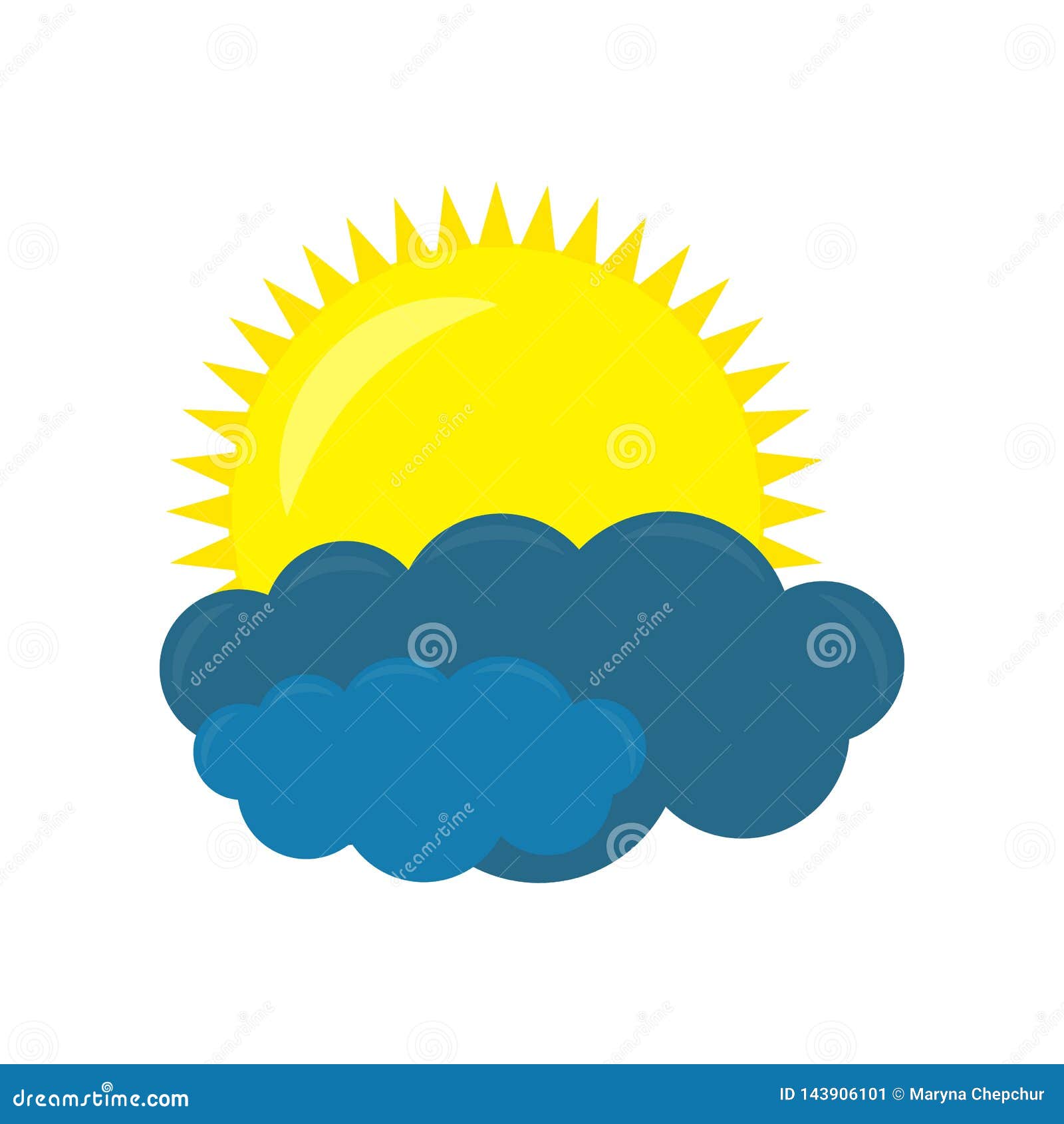 Cloud with Sun Icon. Vector Weather Forecast Icon on a White Background ...