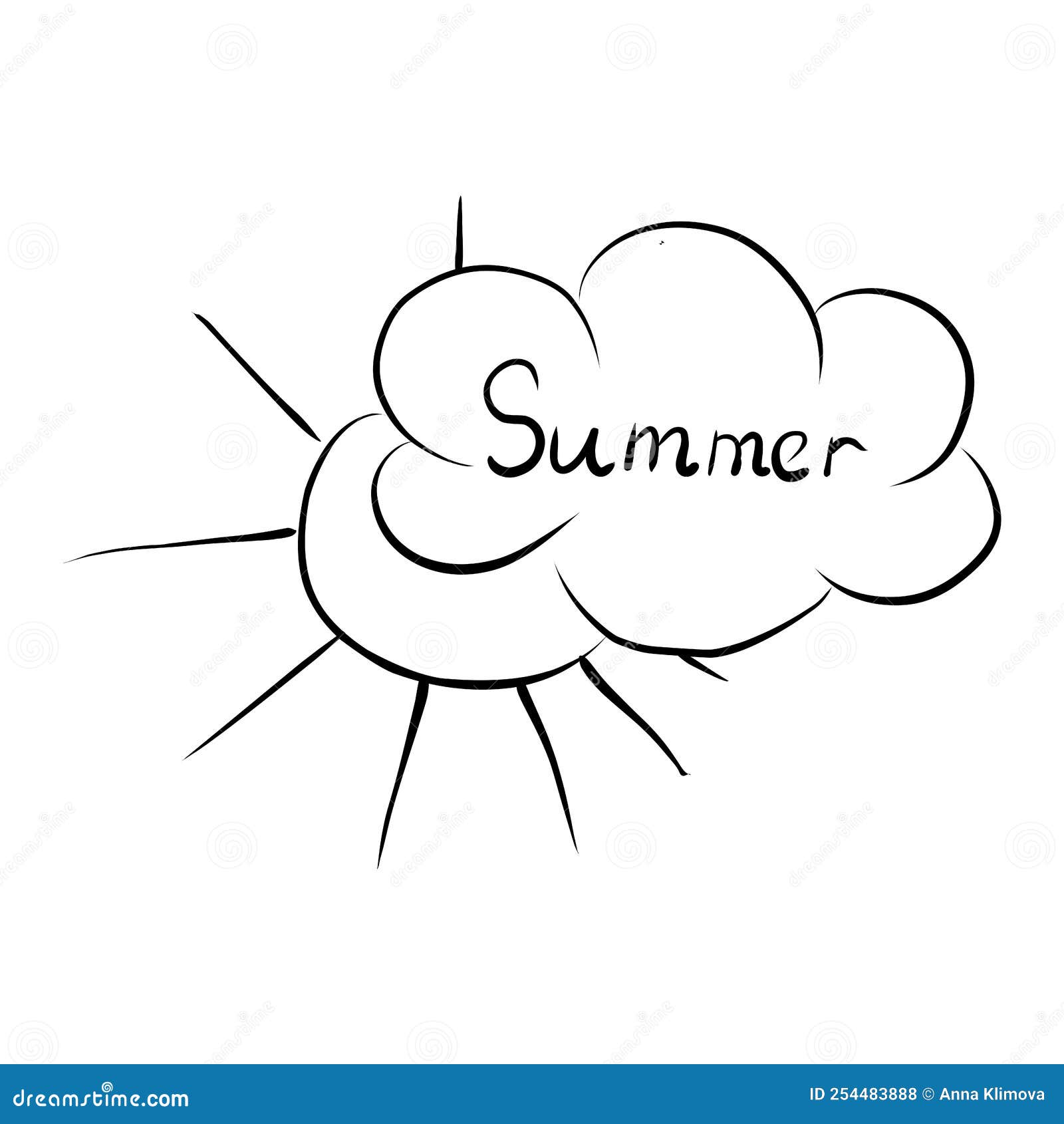 Cloud with the Sun and the Inscription Summer Stock Vector ...