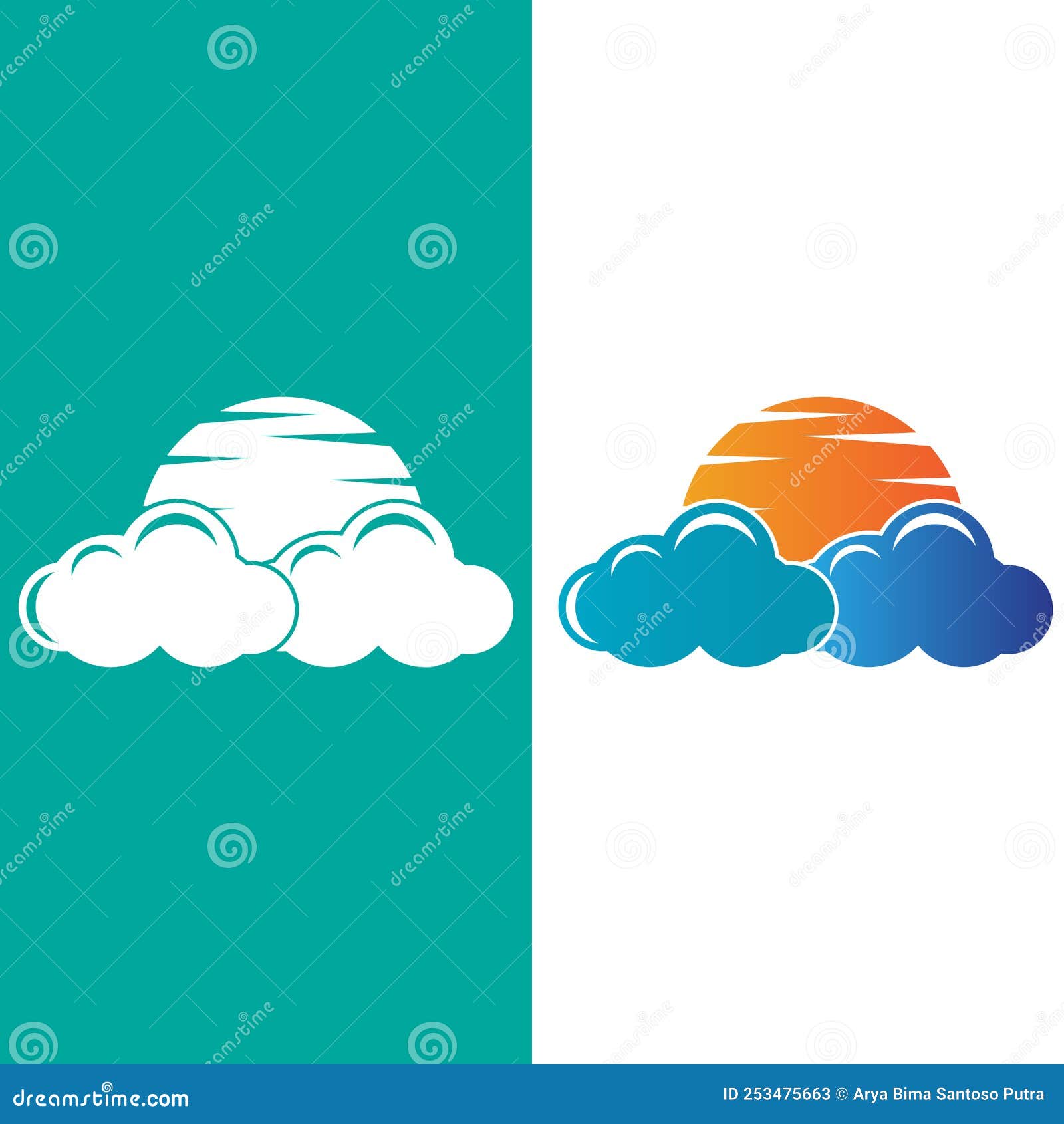 Cloud and Sun Logo Design, Sky Landscape Illustration, Brand Identity ...