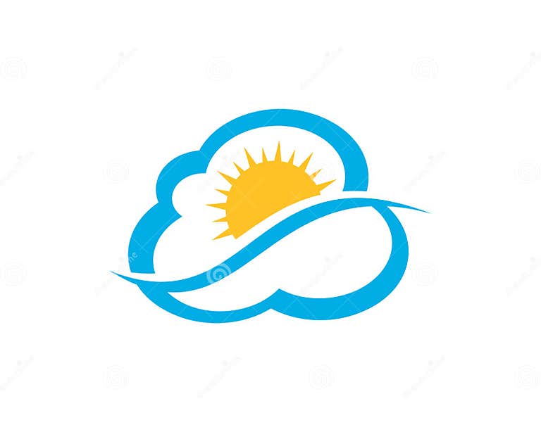 Cloud sun logo template 2 stock illustration. Illustration of organ ...