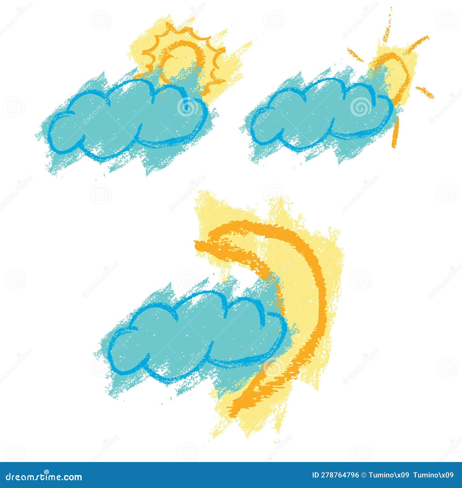 Cloud Sun and Moon - Crayon - Sketch 01 05A Stock Vector - Illustration ...