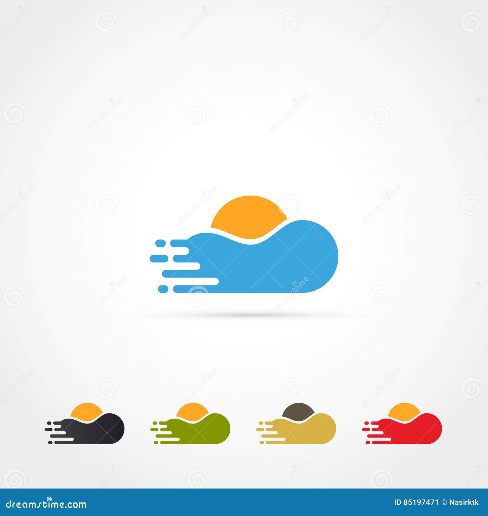 Cloud Sun Moving Whether Logo Icon Stock Vector - Illustration of logo ...