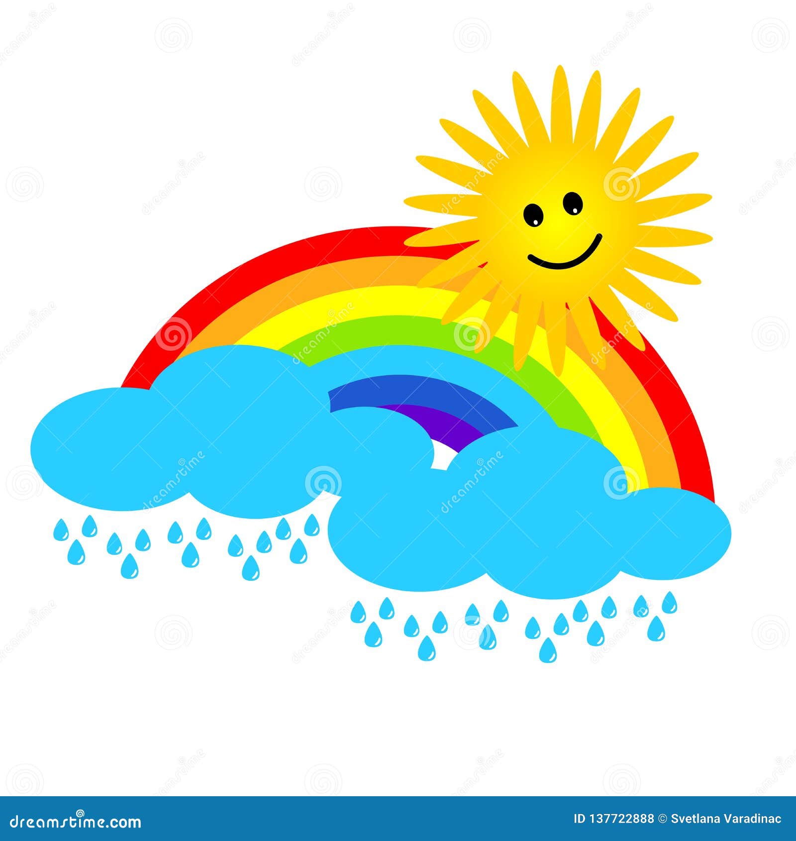 Cartoon Sun And Rainbow