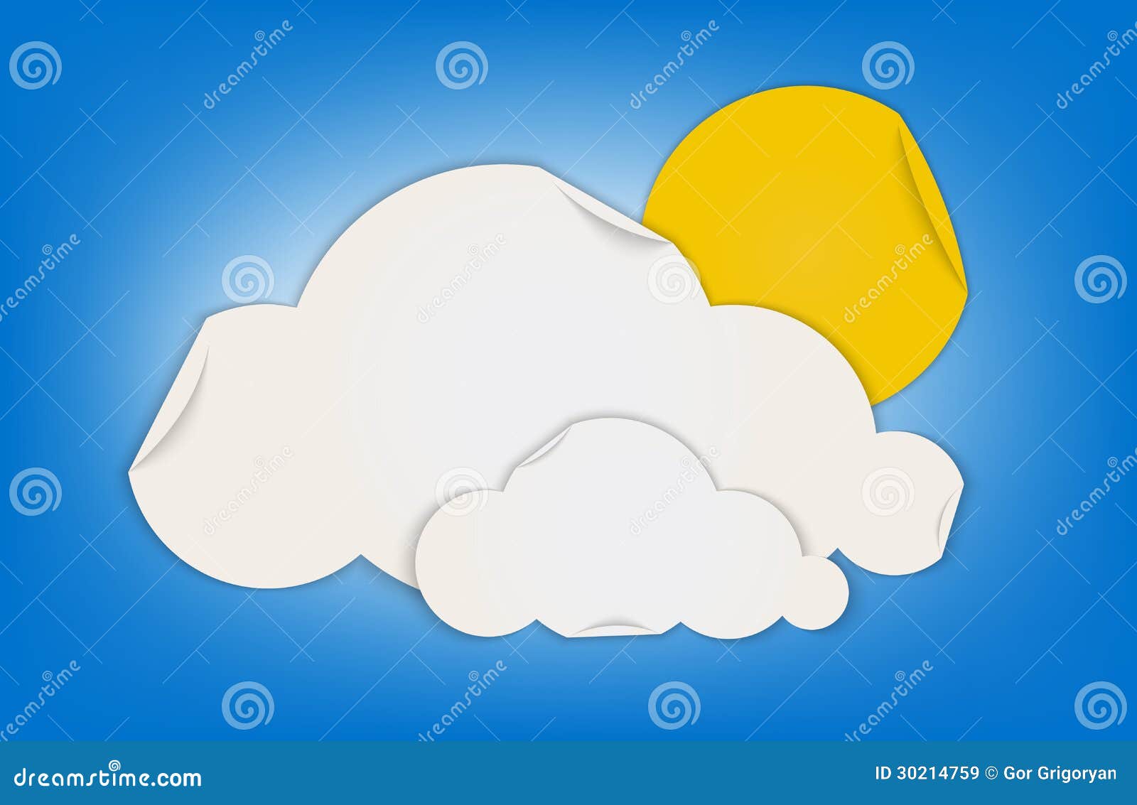 Cloud and Sun Shape Weather Icon Made by Folded Paper Stock Vector ...