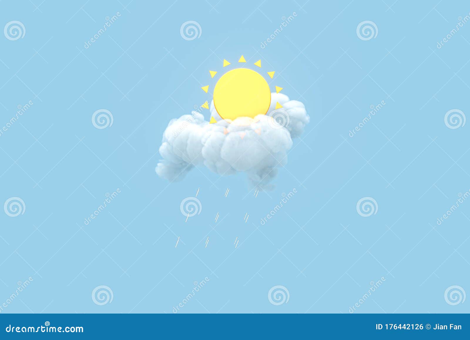 Cloud and Sun, Weather Forecast, 3d Rendering Stock Illustration ...