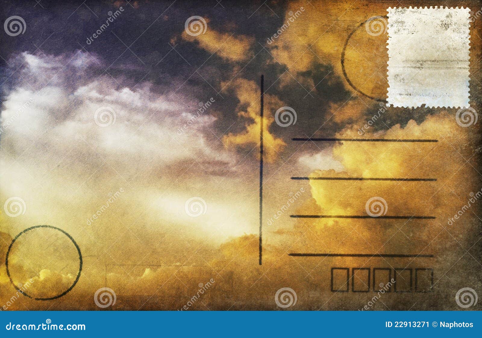 Cloud in Sunset on Postcard Stock Illustration - Illustration of post ...