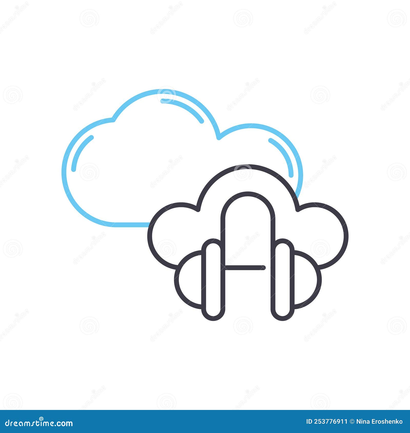 Cloud Support Line Icon, Outline Symbol, Vector Illustration, Concept ...
