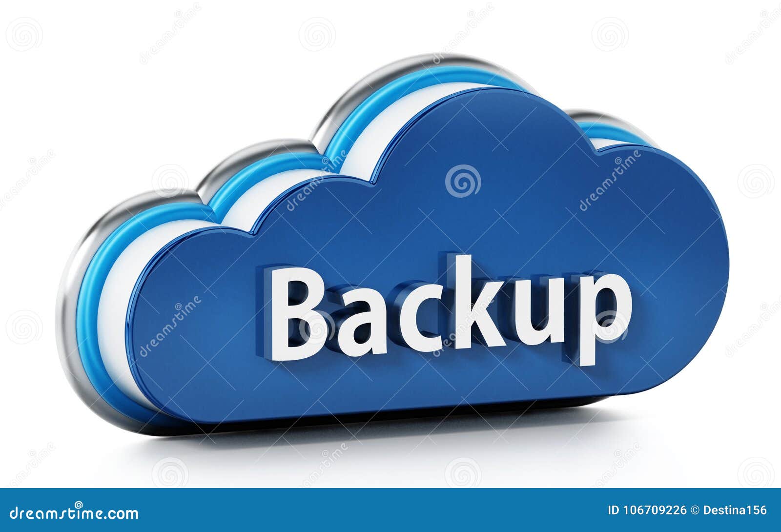 Cloud Symbol with Backup Text. 3D Illustration Stock Illustration ...