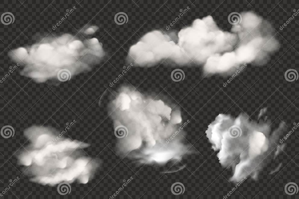 Set of Realistic Clouds. Cloud Symbol Collection, on Transparent ...