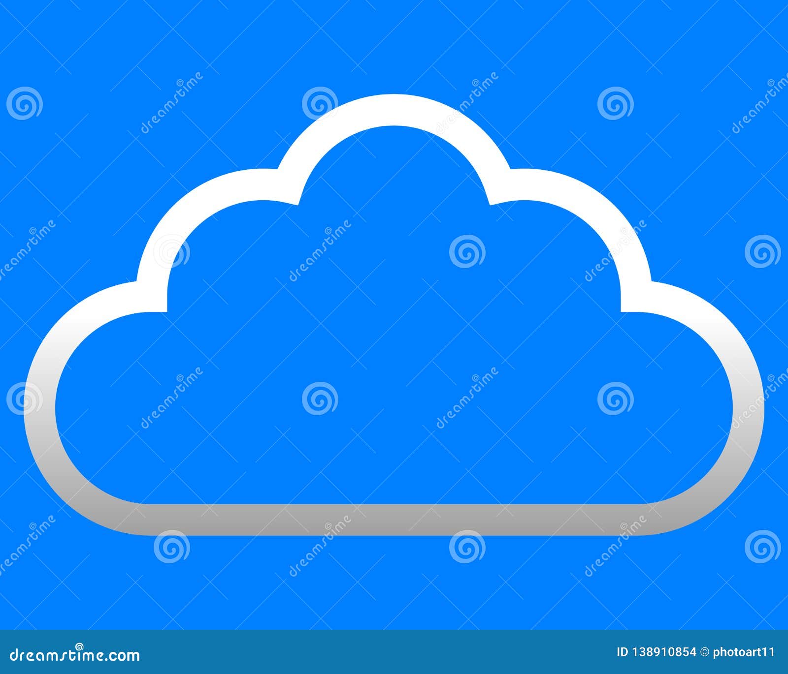 Cloud Symbol Icon - White Gradient Outline, Isolated - Vector Stock ...