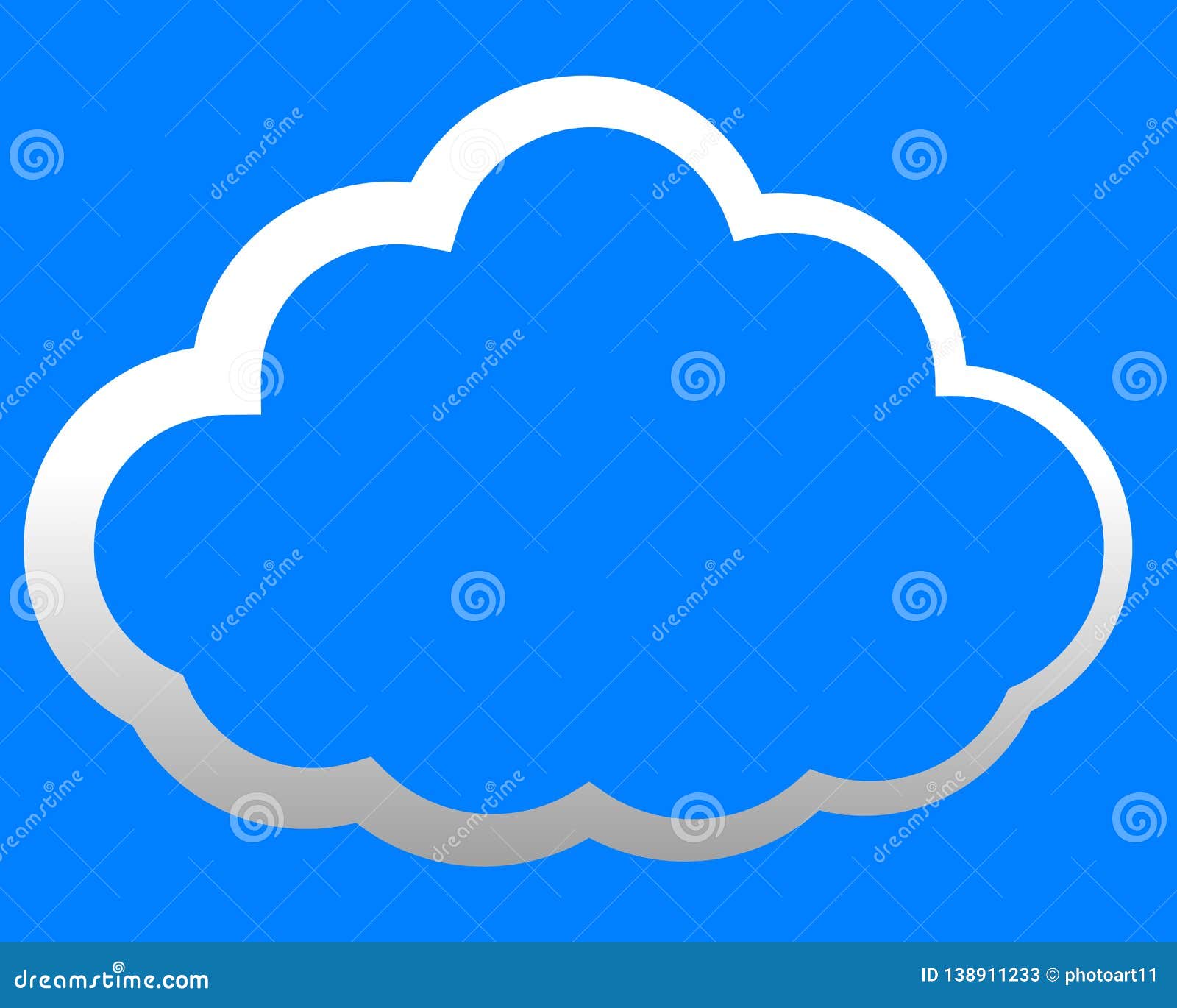 Cloud Symbol Icon - White Gradient Outline, Isolated - Vector Stock ...
