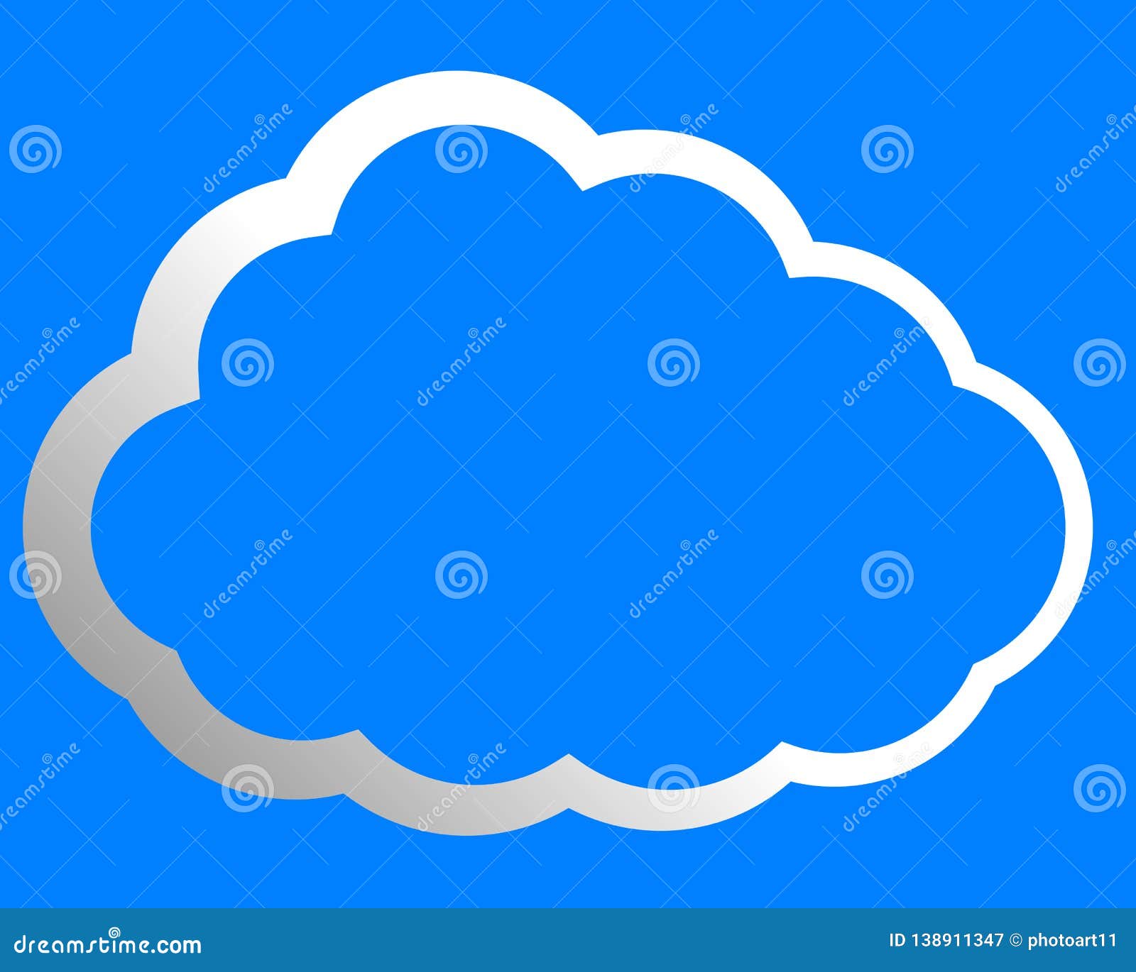 Cloud Symbol Icon - White Gradient Outline, Isolated - Vector Stock ...