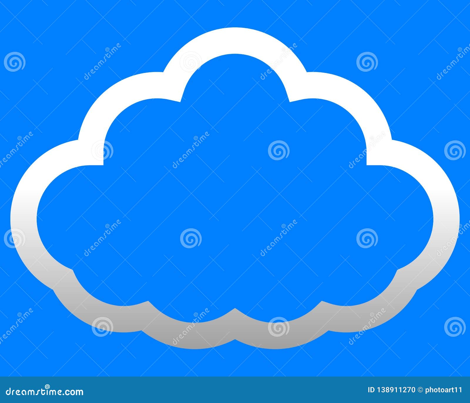 Cloud Symbol Icon - White Gradient Outline, Isolated - Vector Stock ...