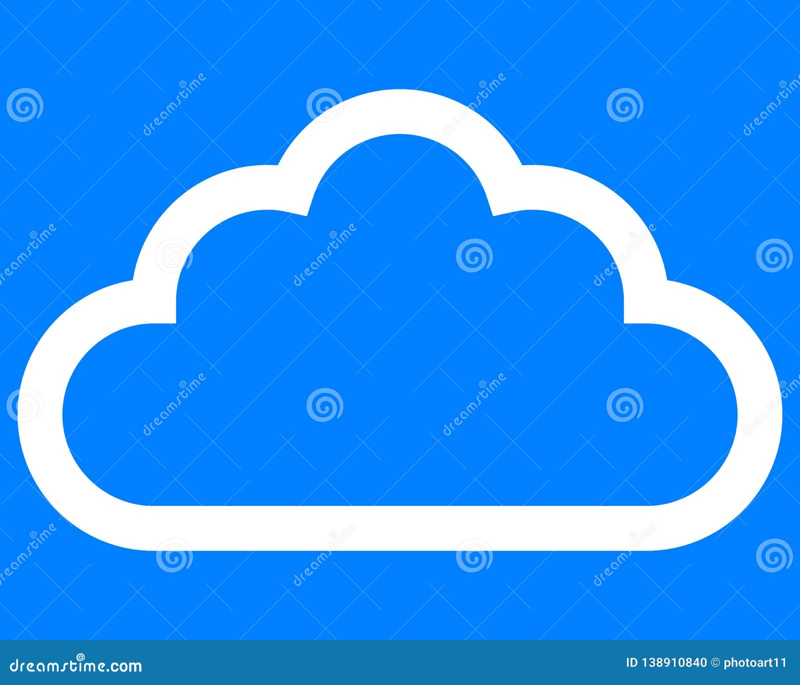 Cloud Symbol Icon - White Simple Outline, Isolated - Vector Stock ...