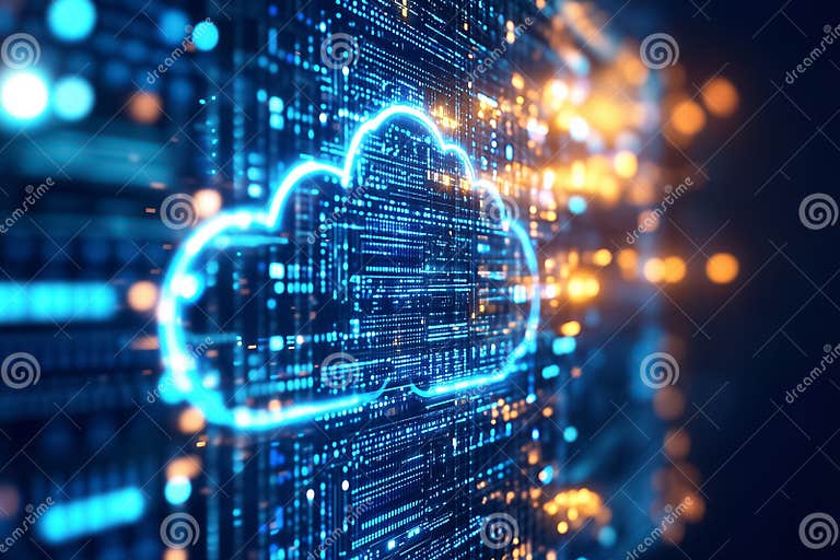 A Cloud Symbol is Illuminated Amidst Vibrant Data Streams, Highlighting the Essence of Cloud ...