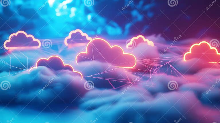 Cloud Symbol Illustration, Including 2D and 3D Clouds, Showing Multi ...