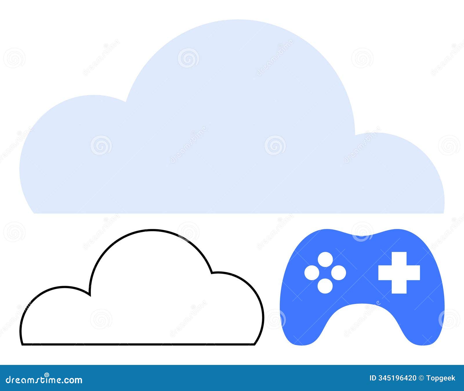 Cloud Symbols and Blue Gaming Controller Representing Cloud Gaming and ...